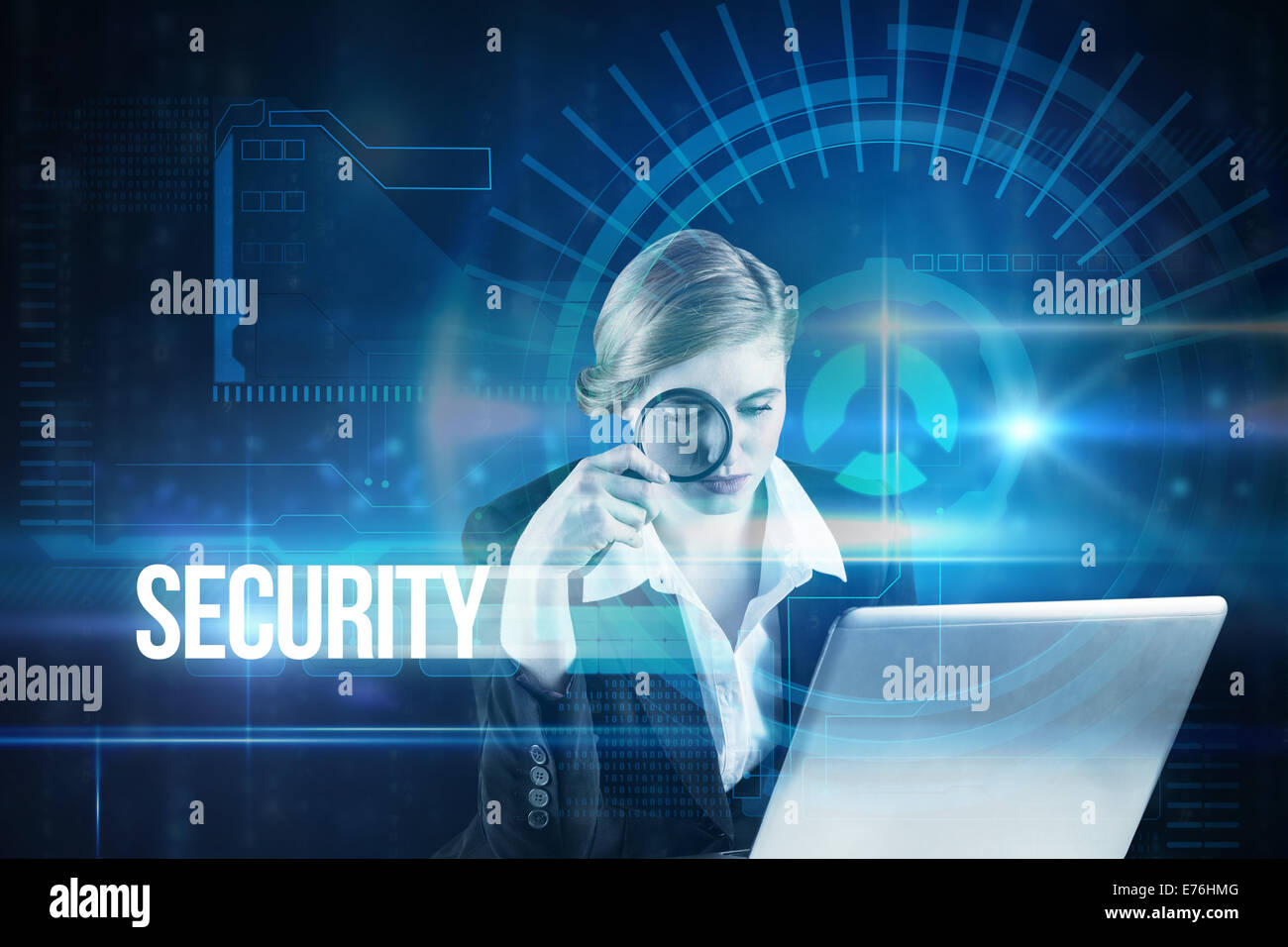Security against blue technology interface with dial Stock Photo - Alamy