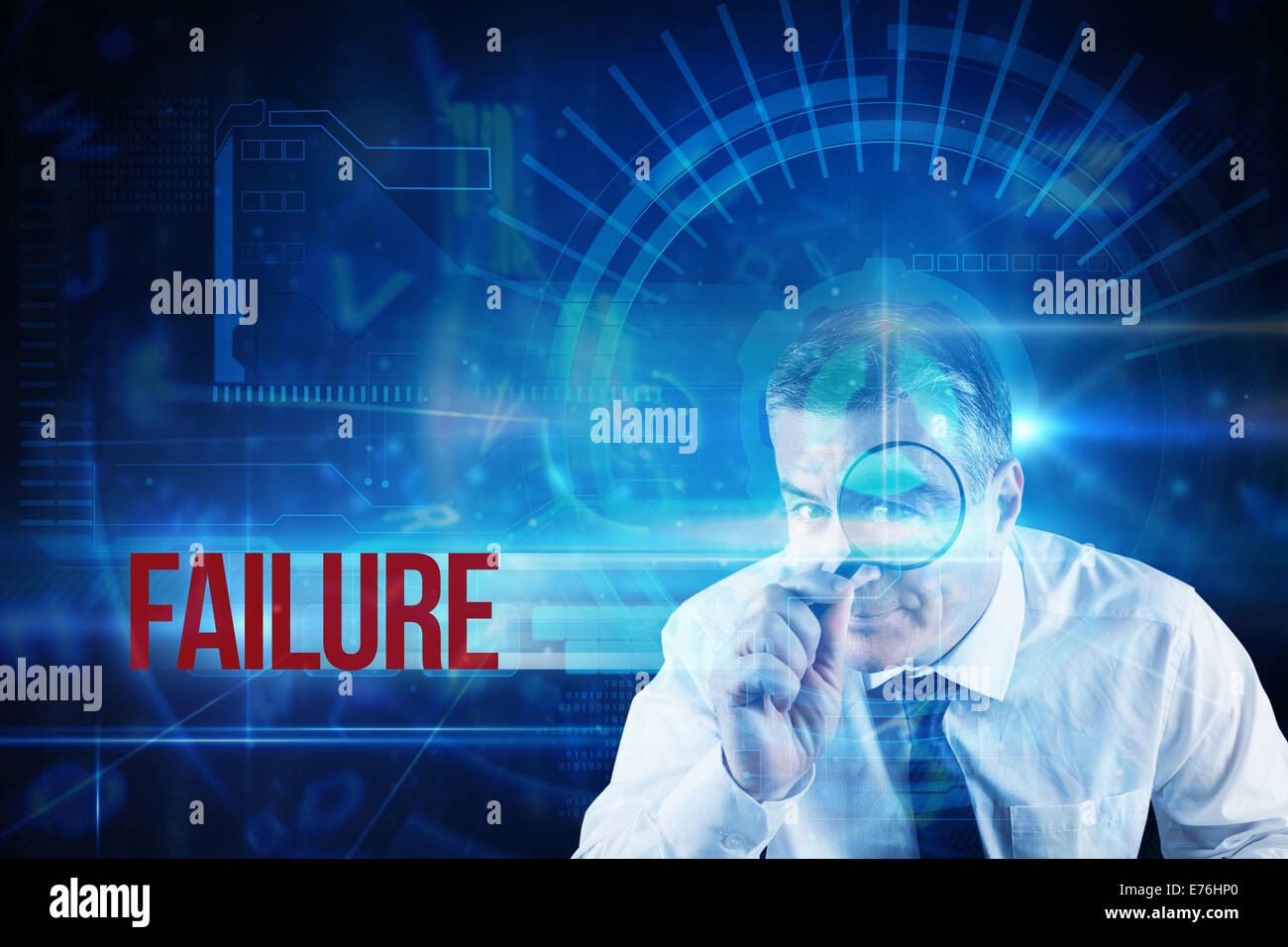 Failure against blue technology interface with dial Stock Photo - Alamy