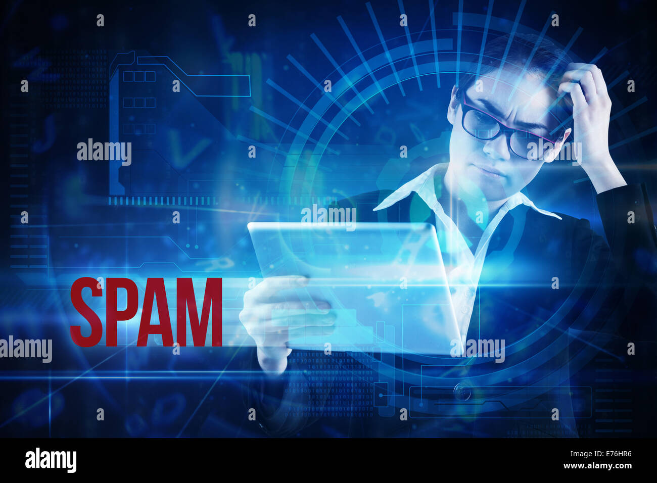 Spam against blue technology interface with dial Stock Photo - Alamy