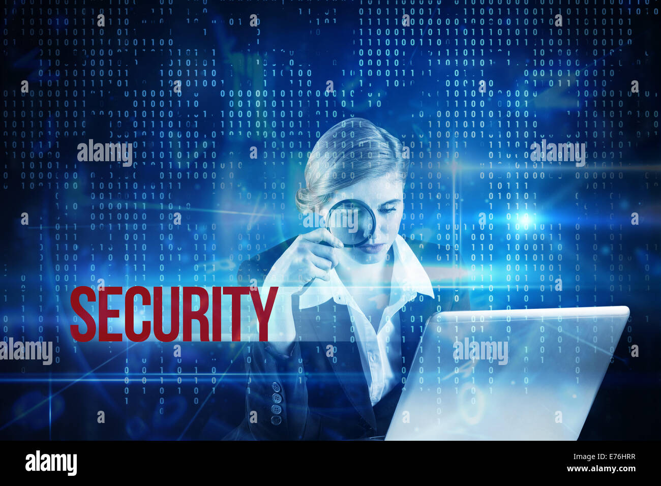 Security against blue technology interface with binary code Stock Photo ...
