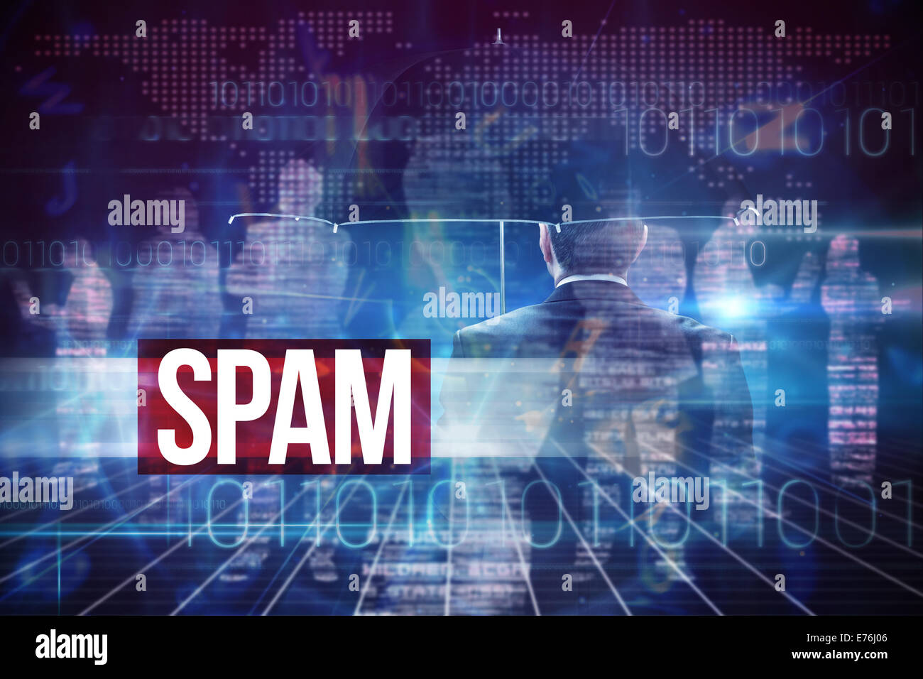 Spam against blue and red technology interface Stock Photo - Alamy