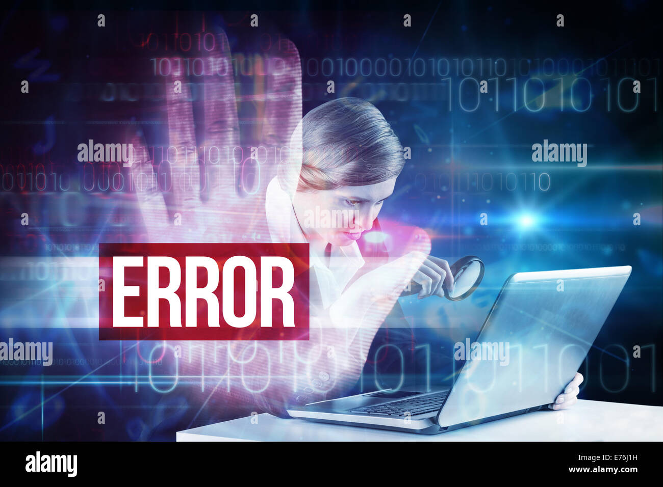 Error against red technology hand print design Stock Photo - Alamy