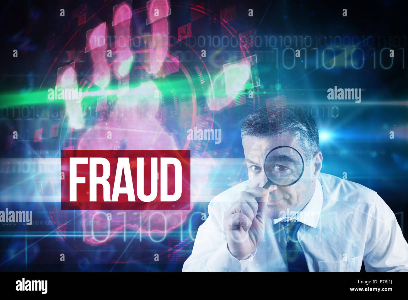 Fraud against red technology hand print design Stock Photo - Alamy