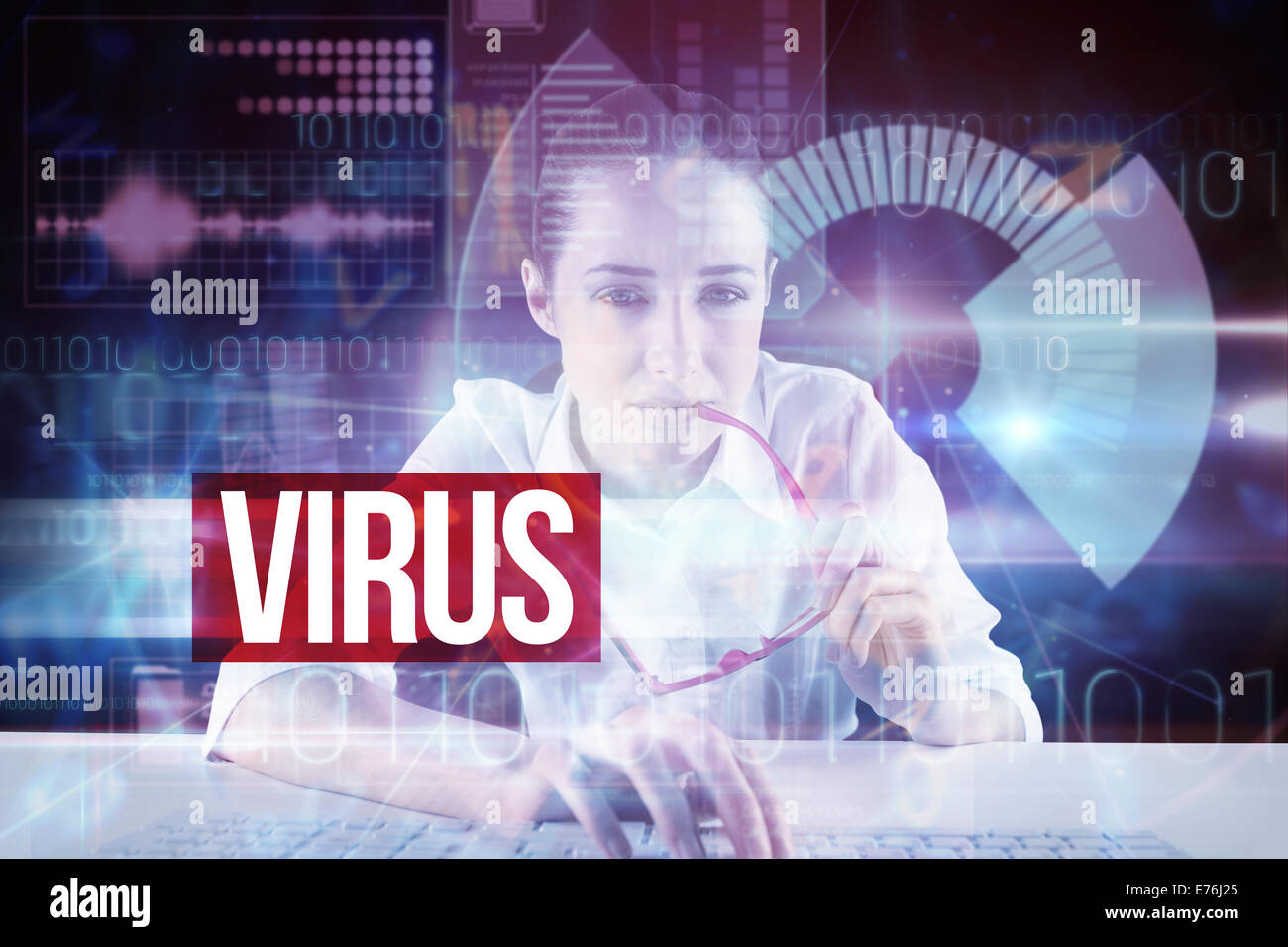 Virus against blue technology interface with dial Stock Photo - Alamy