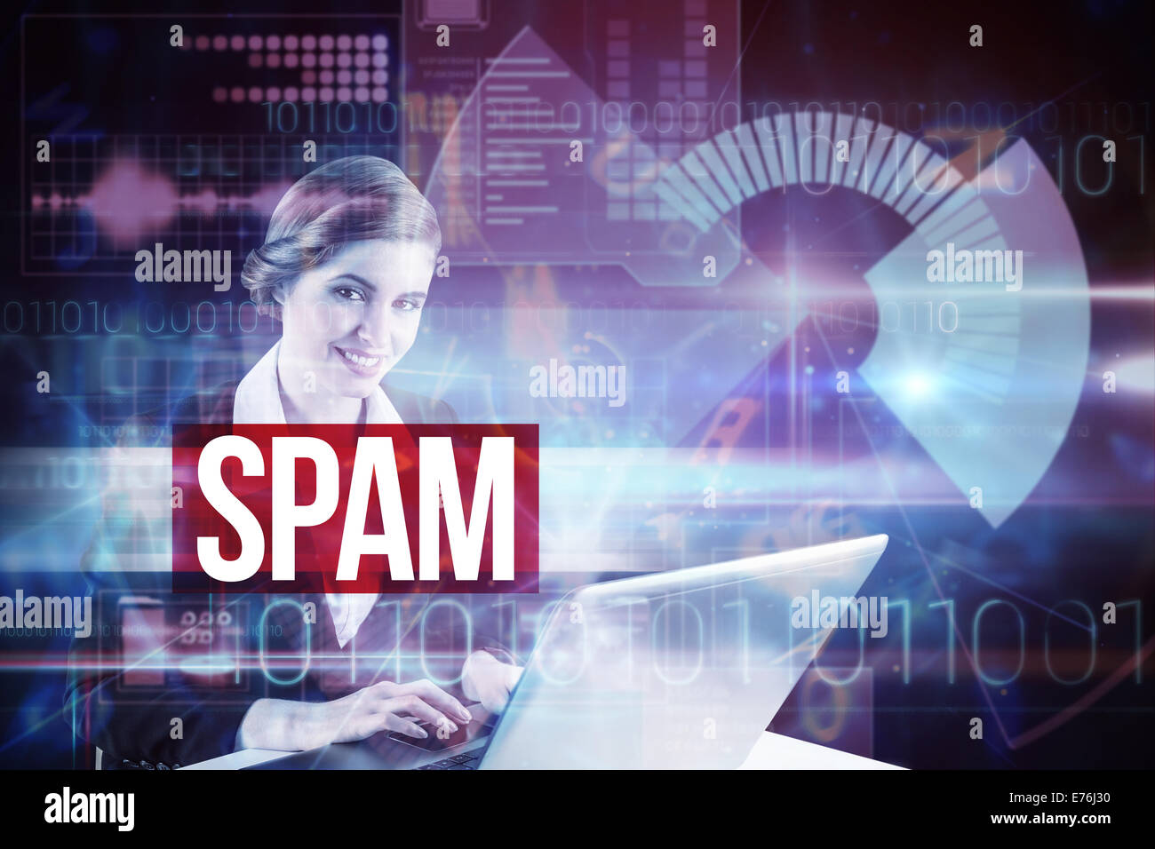 Spam against blue technology interface with dial Stock Photo - Alamy