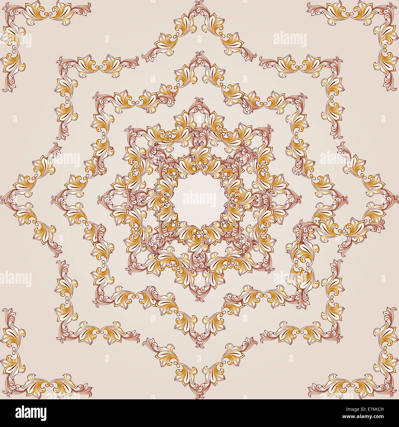 Square flower pattern of brown henna on beige background Stock Photo ...