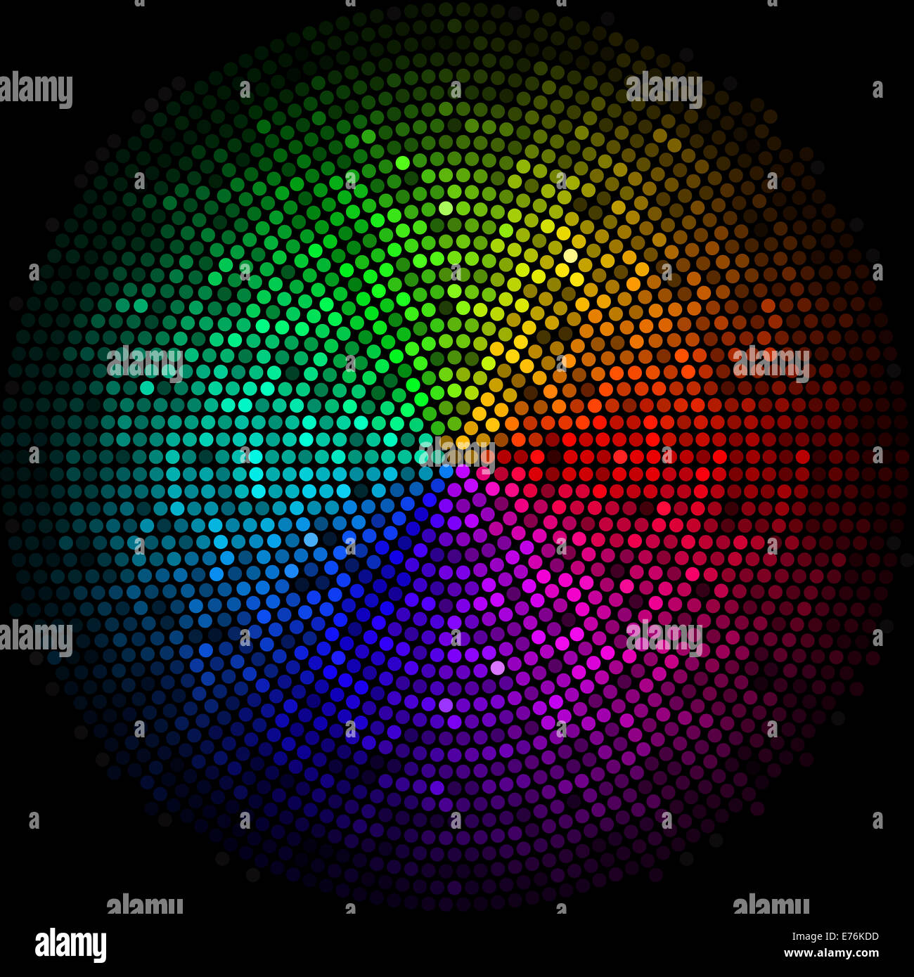 Multicolor dots digital in form circle on the black background Stock ...