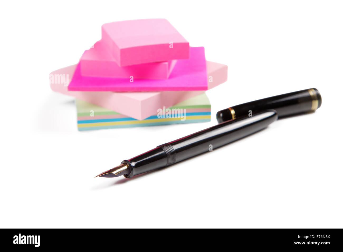 Pile of stickers with pen isolated on a white background Stock Photo ...