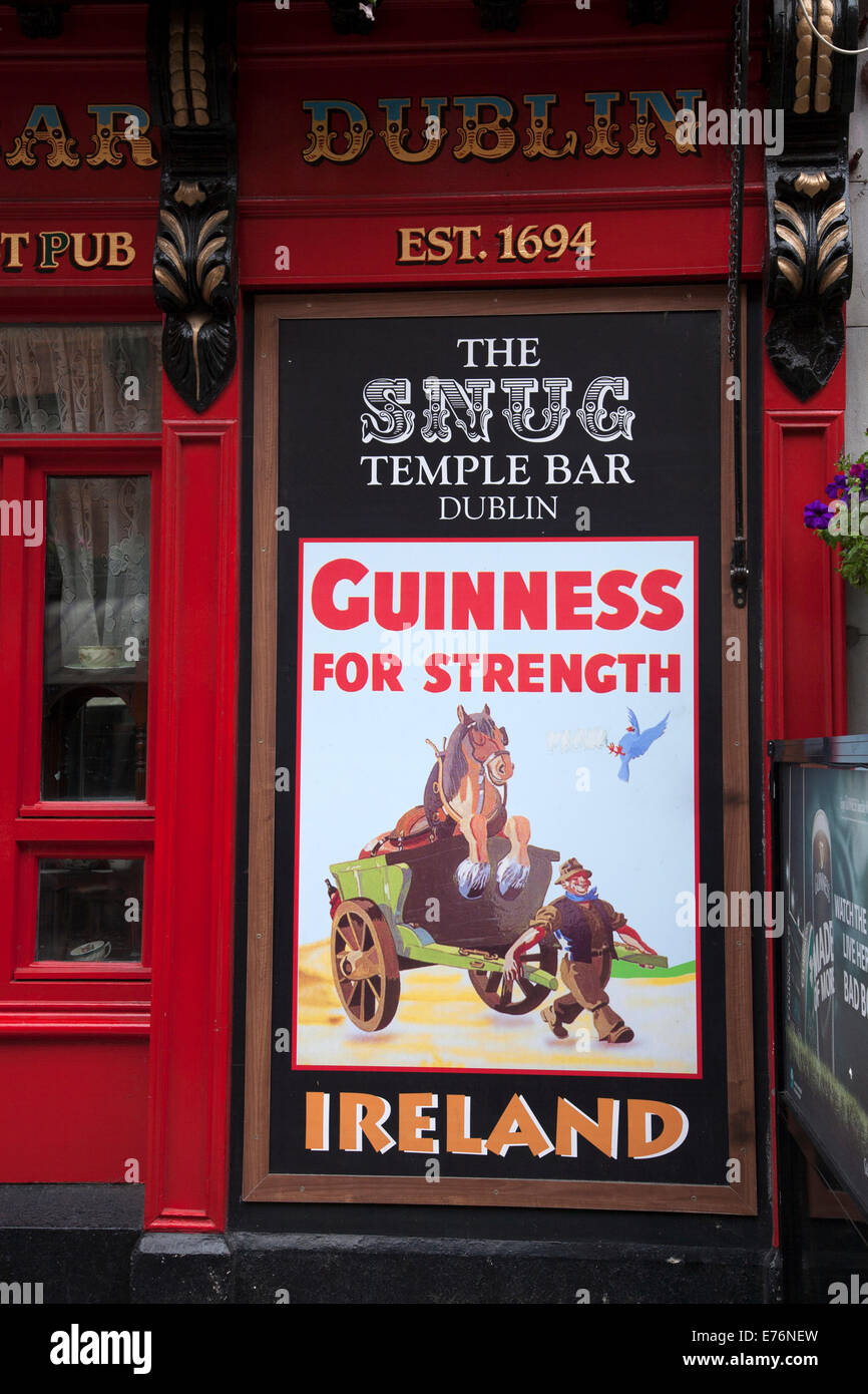 Guiness Poster at the Snug, Temple Bar, Dublin, Ireland Stock Photo - Alamy