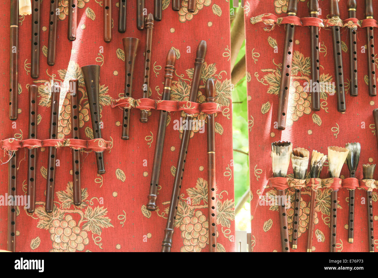 Hand made wooden flutes Stock Photo - Alamy