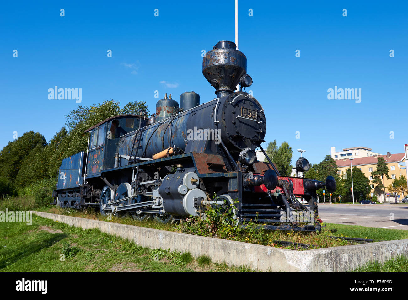 Steam engine locomotive on display in Kouvola Finland Europe Stock ...