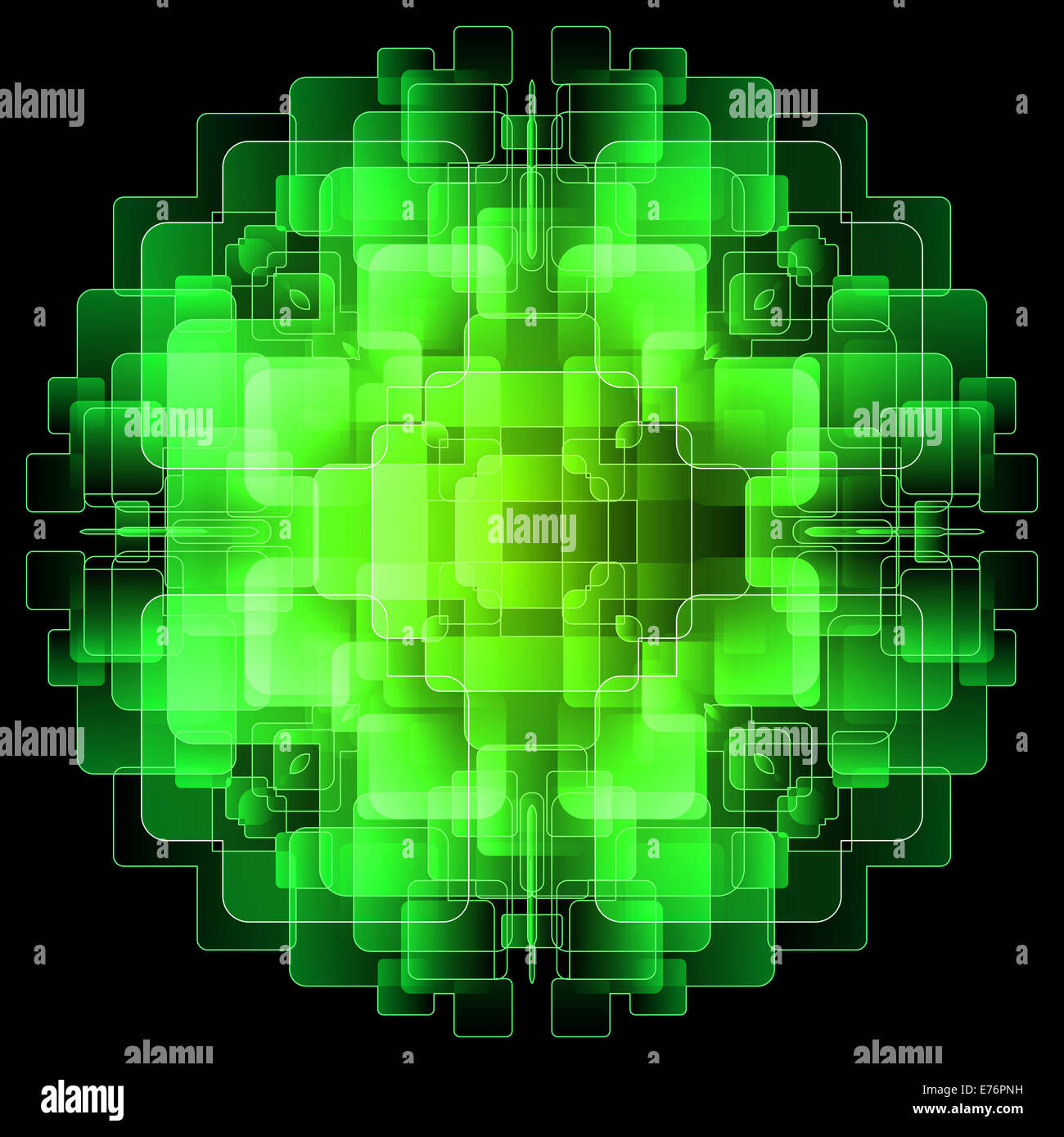 Abstract background with green digital screens overlapping ...