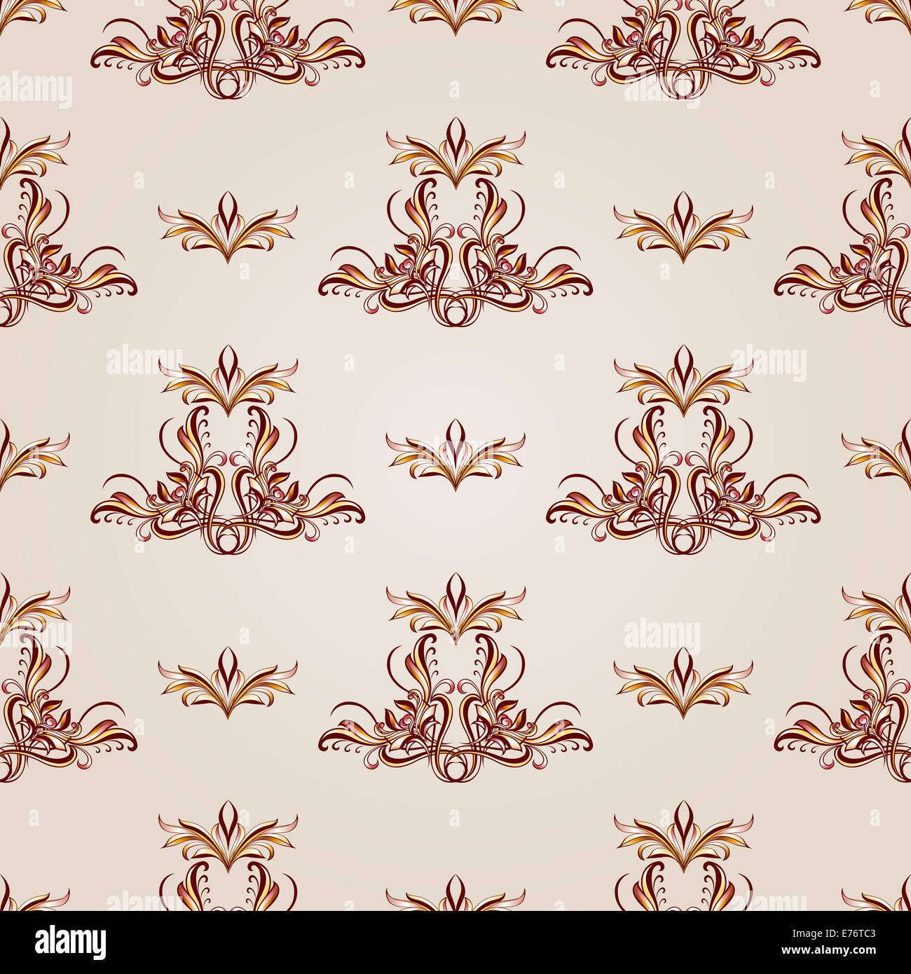 Seamless floral pattern of brown henna on the beige background Stock ...