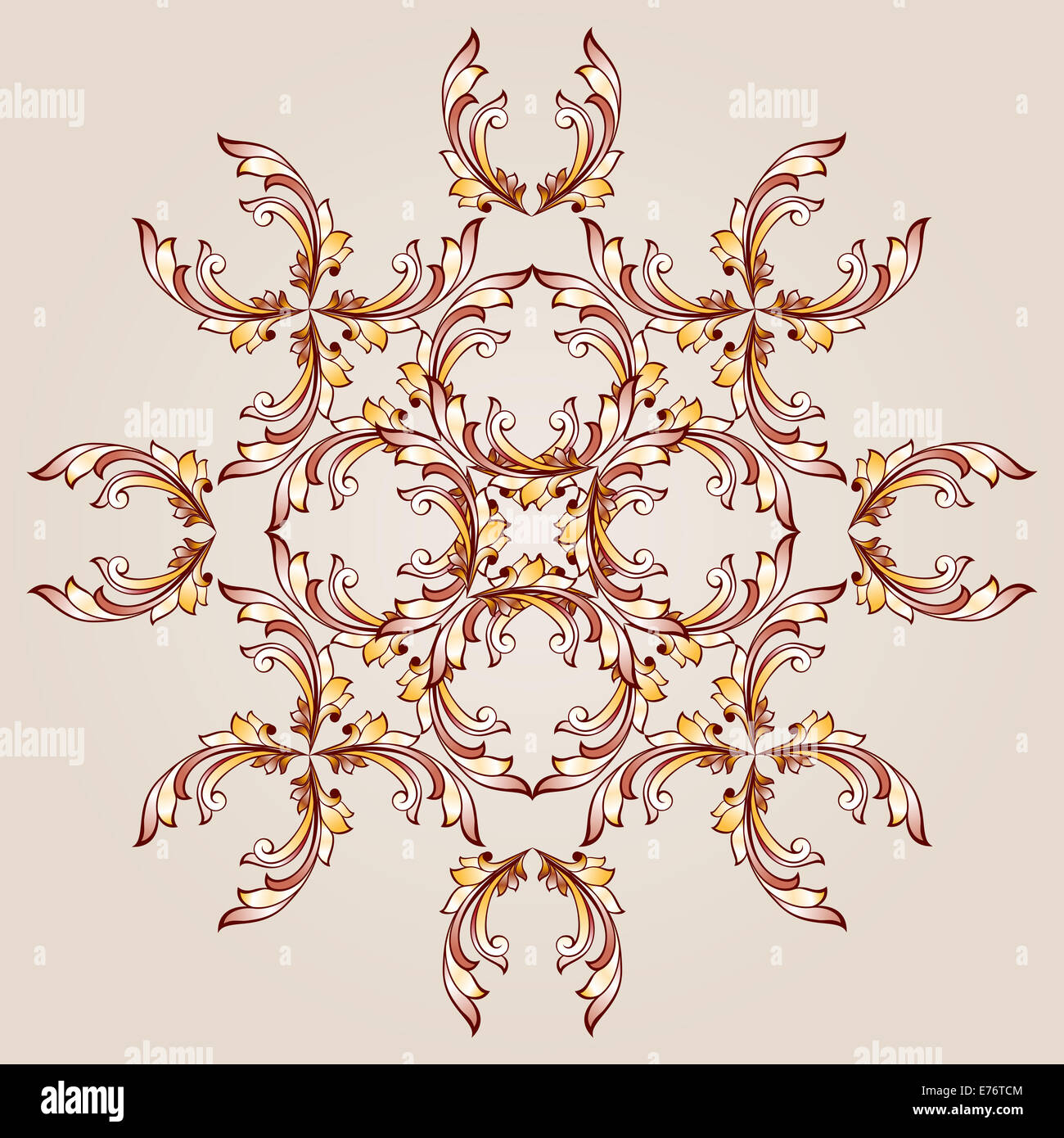 Flower pattern of brown henna on beige background Stock Photo - Alamy