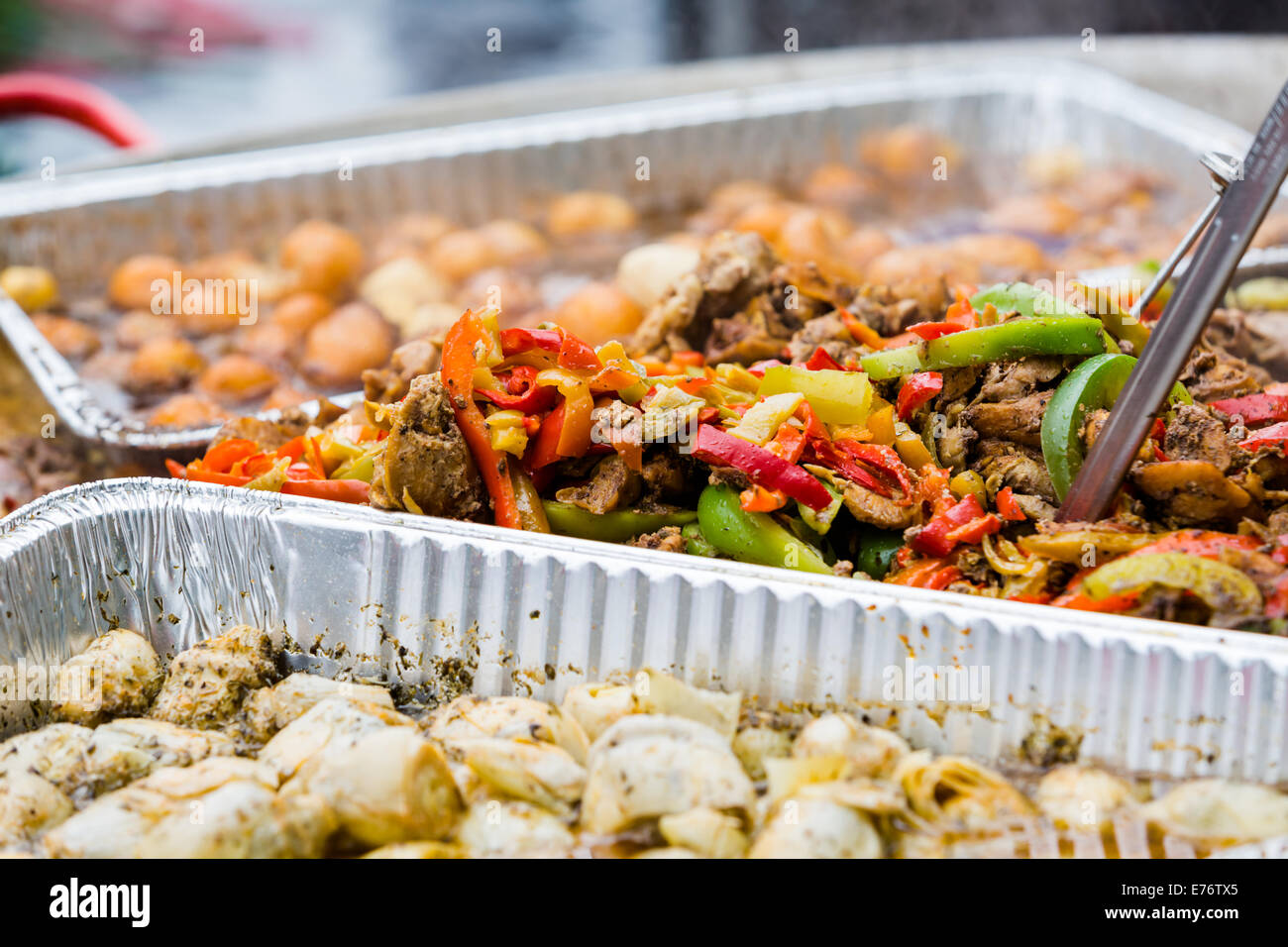 Cooking traditional Italian food in large quantaty for big party Stock ...
