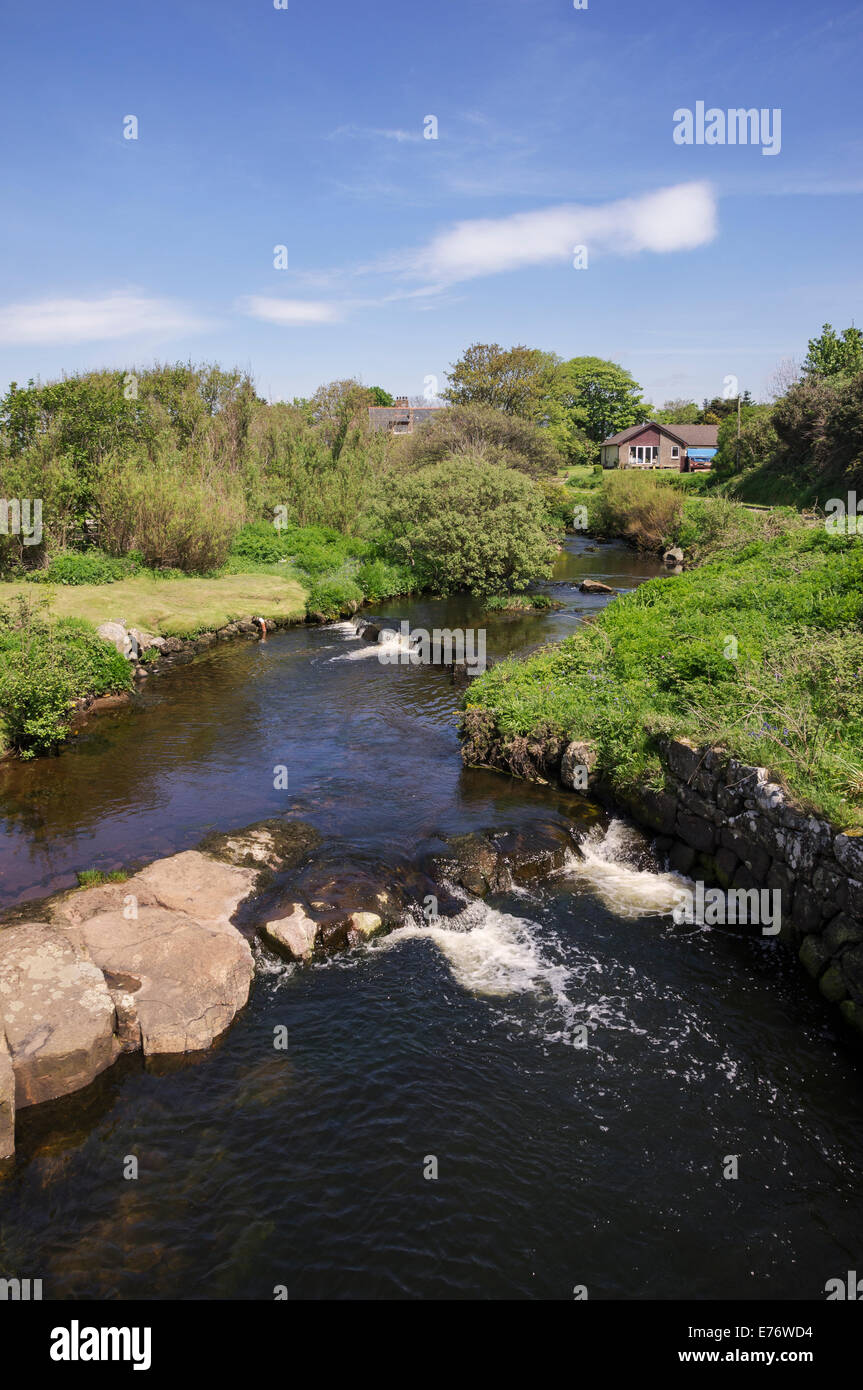 Looking up-river from the bridge at Blackwaterfoot, Isle of Arran ...