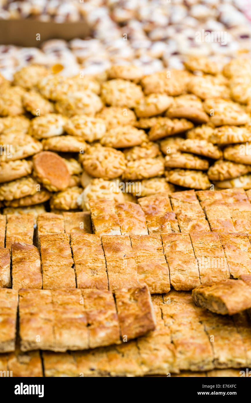 Traditional Italian cookies in large quantaty on display Stock Photo ...