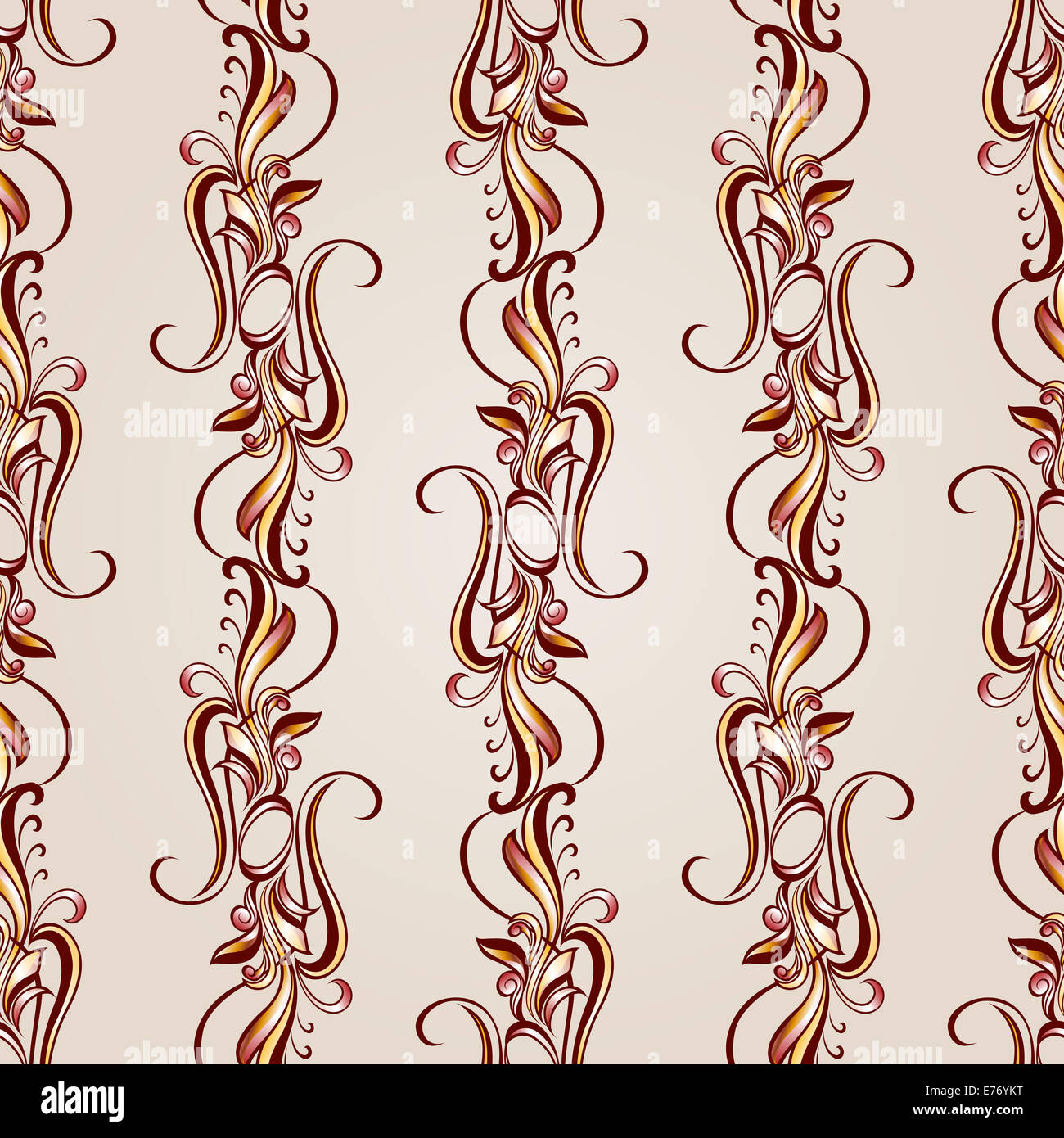 Seamless vertical patterns of brown henna on beige background Stock ...