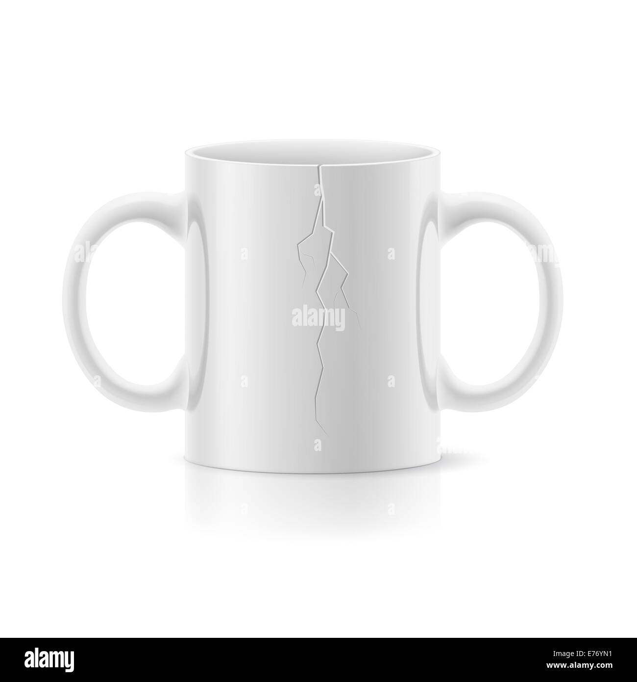 White cracked cup with two handles on a white background Stock Photo ...