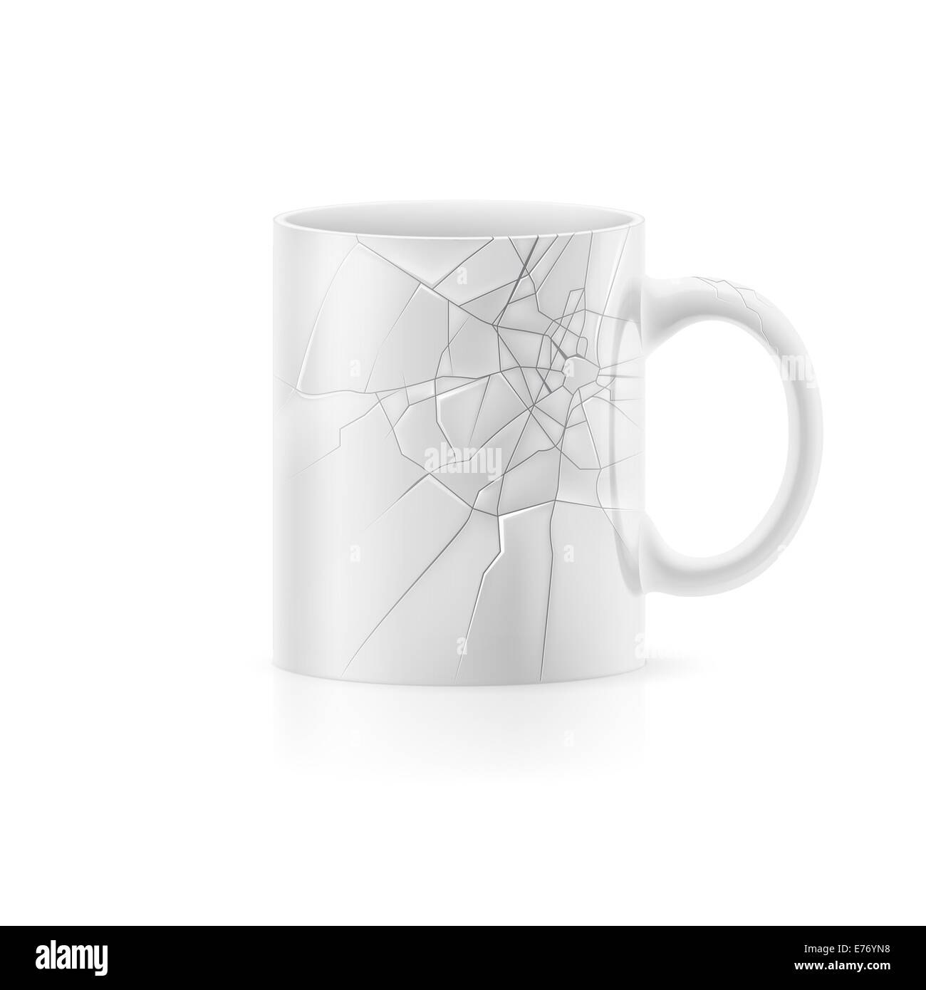 White cup broken with something stay on white background Stock Photo ...