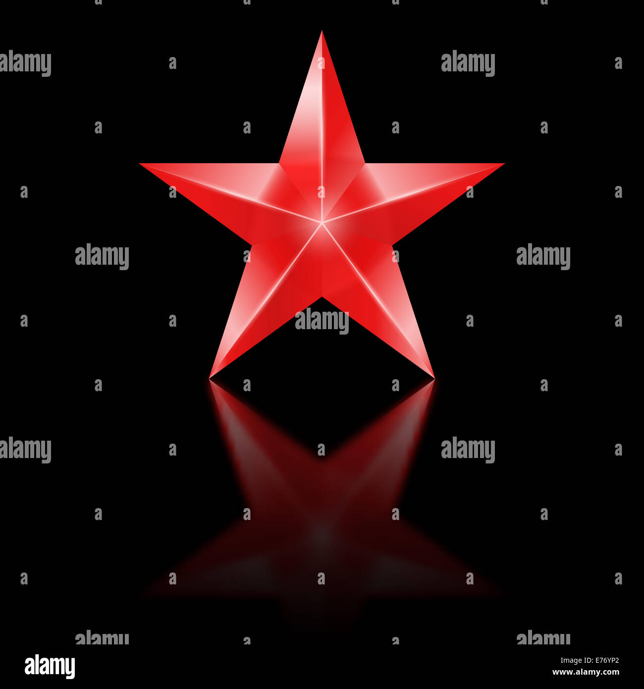 Red star of five points on black background Stock Photo - Alamy