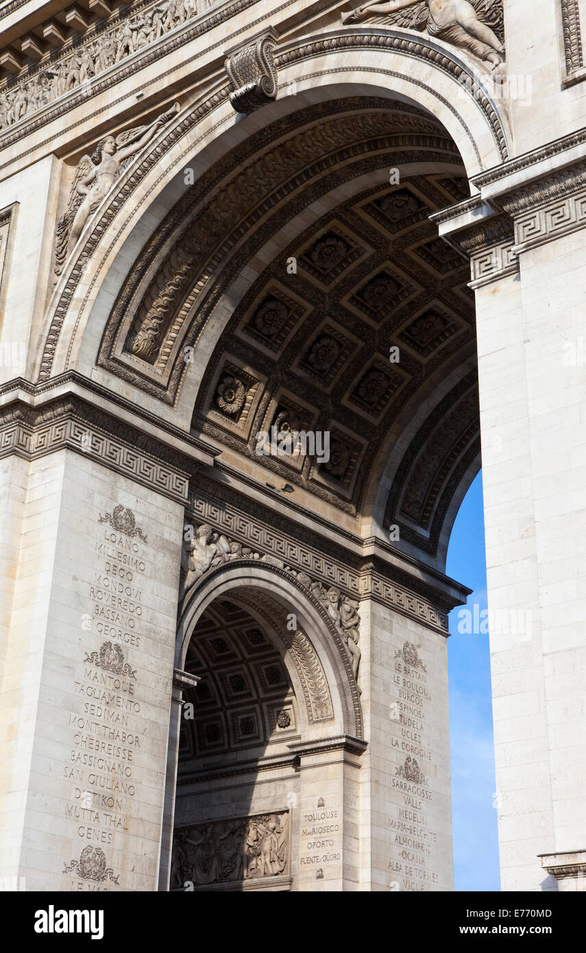 Close-up shot of the Arc de Triomphe in Paris, France Stock Photo - Alamy