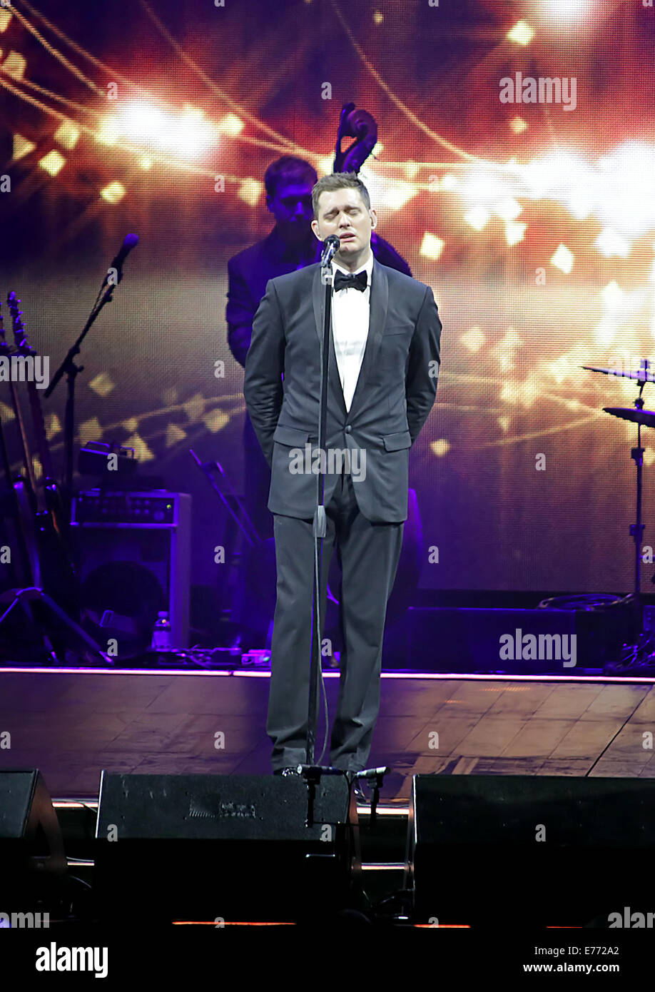 Michael Buble performing live on stage at the Manchester Phones4You ...