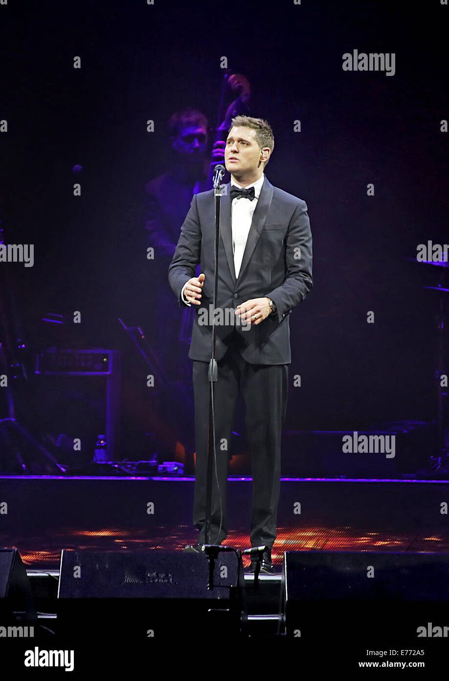 Michael Buble performing live on stage at the Manchester Phones4You ...