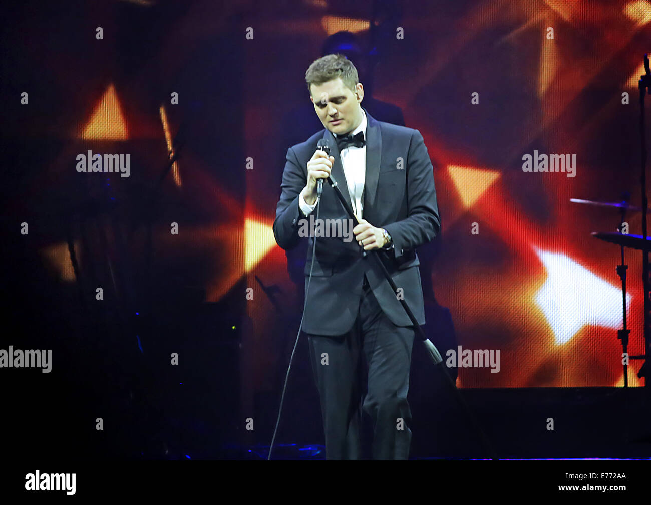 Michael Buble performing live on stage at the Manchester Phones4You ...
