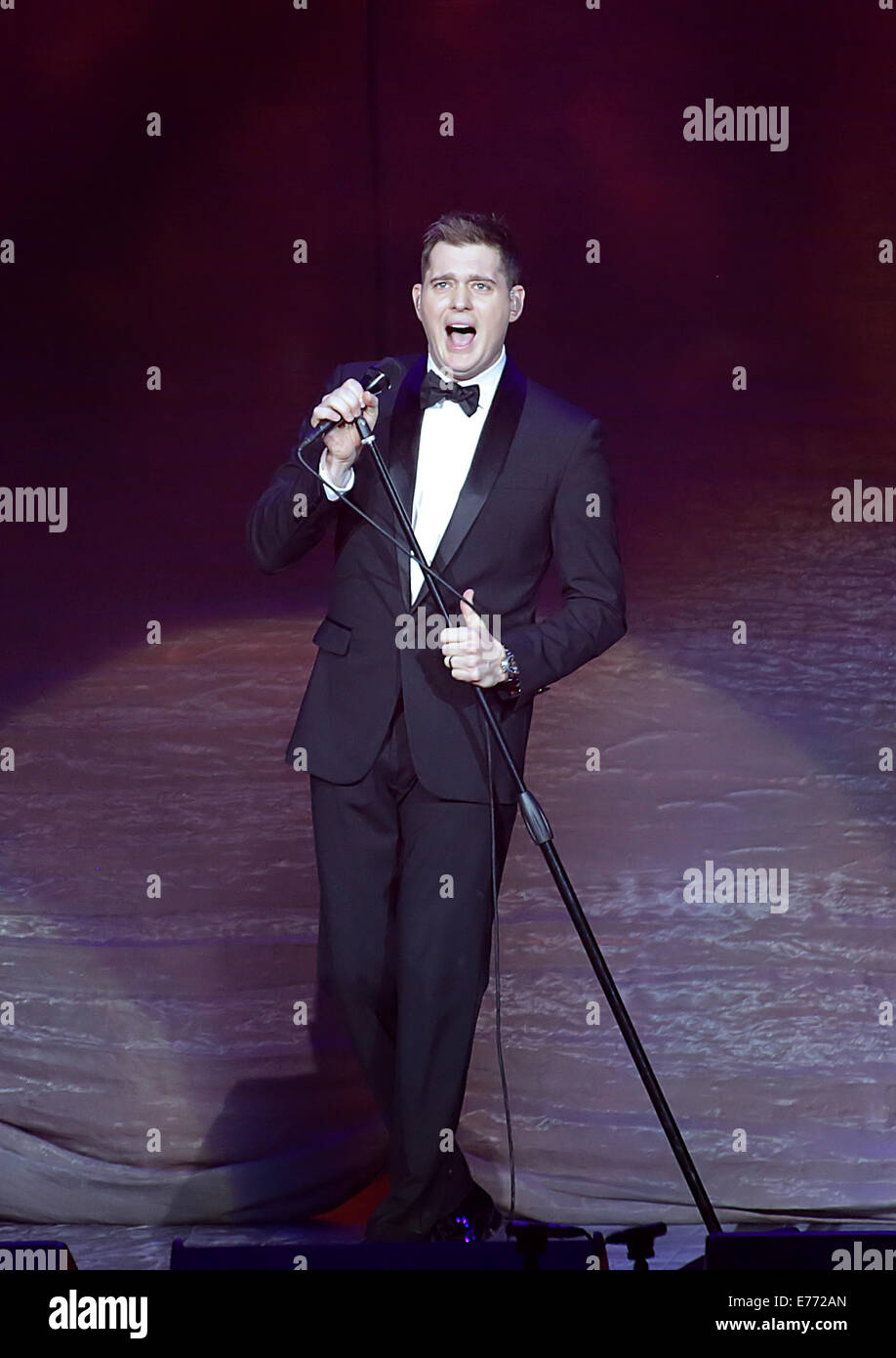 Michael Buble performing live on stage at the Manchester Phones4You ...