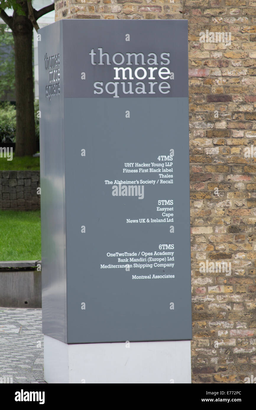 Thomas More Square sign London UK Stock Photo - Alamy
