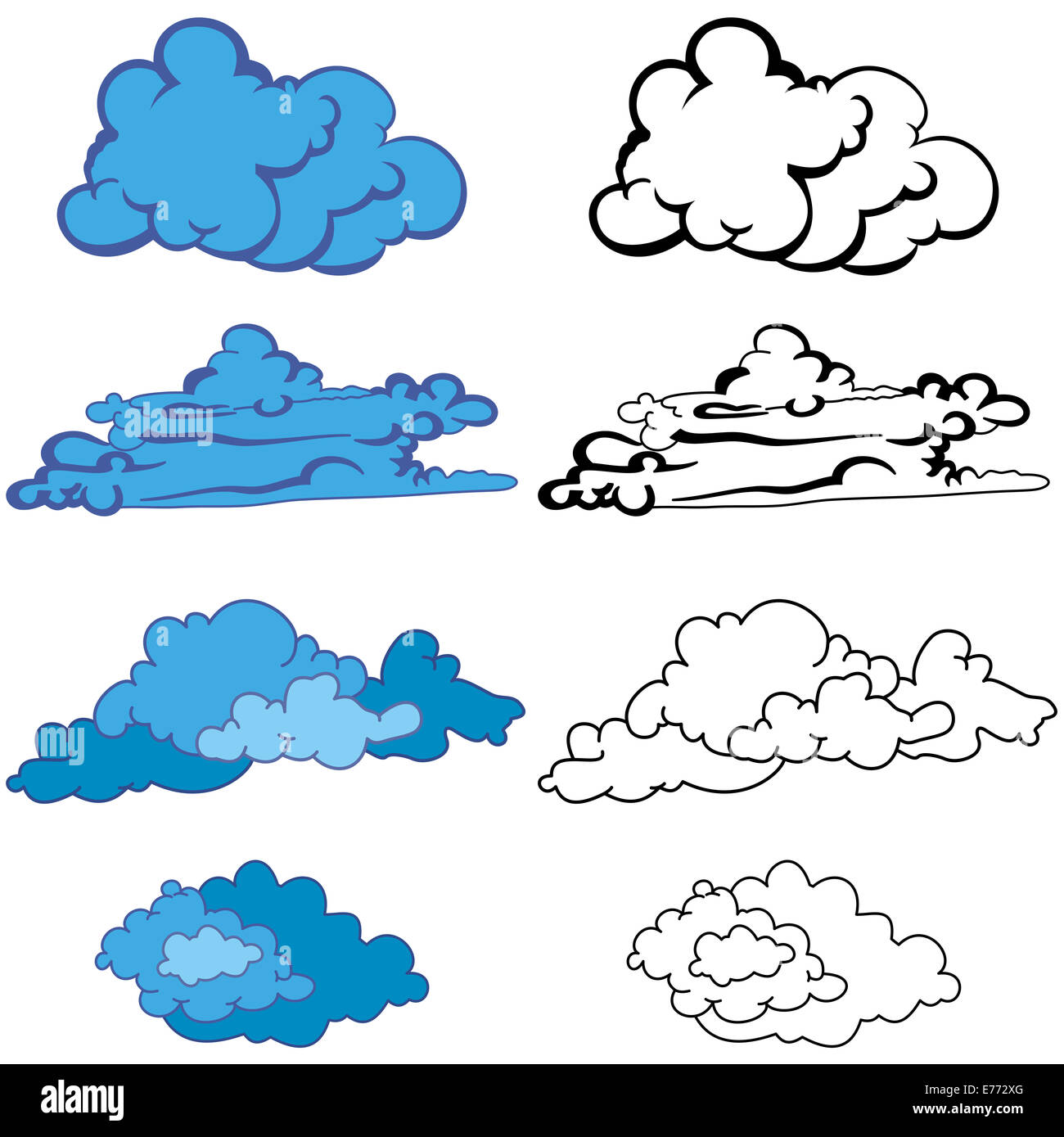 Set cartoon blue clouds Cut Out Stock Images & Pictures - Alamy