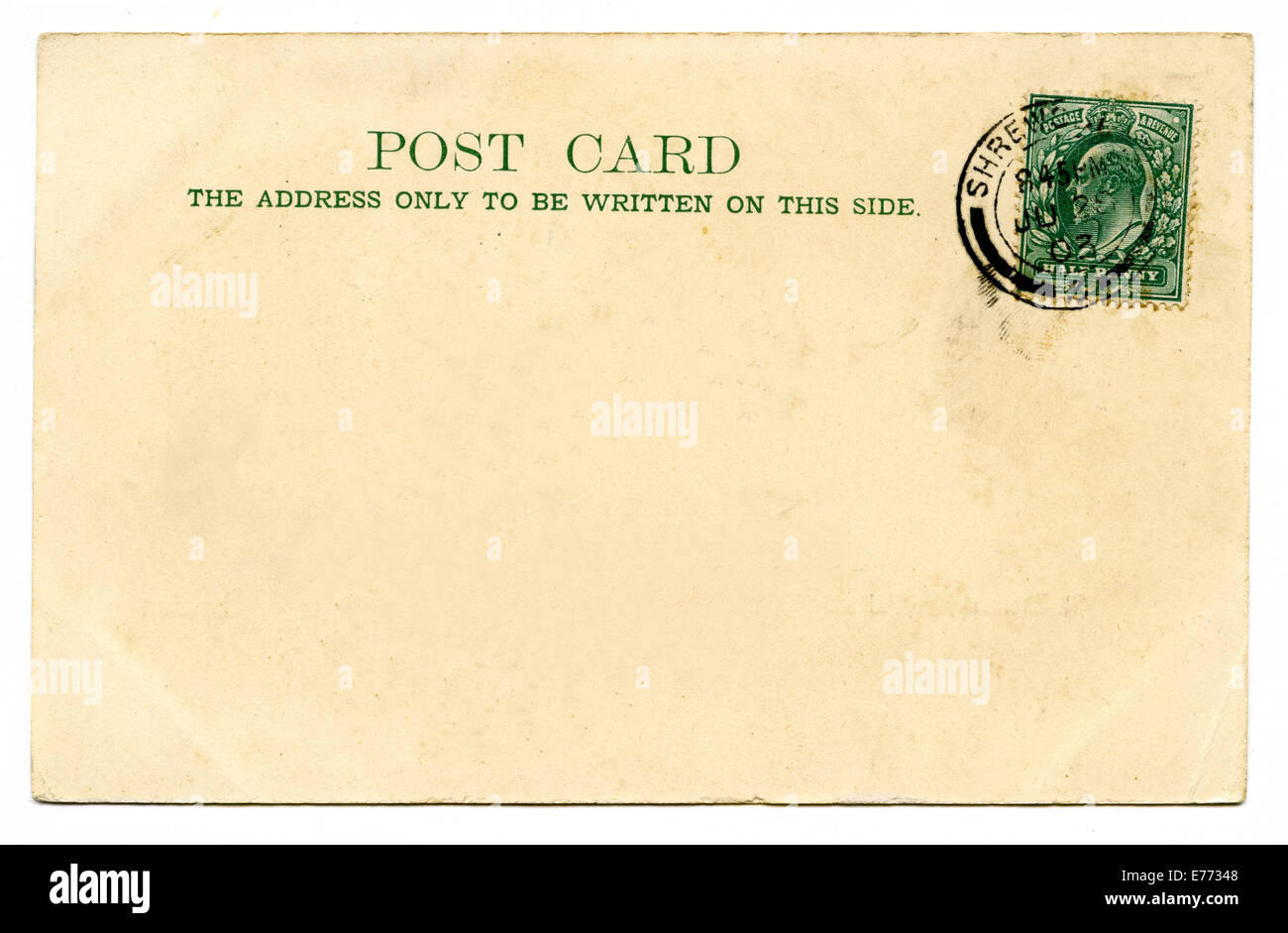 A vintage postcard over a plain white background Stock Photo - Alamy