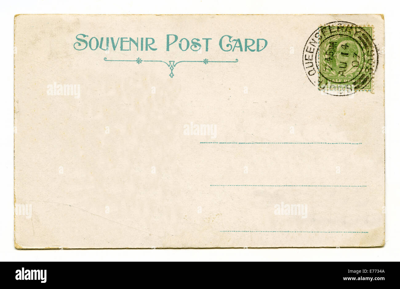 A vintage postcard over a plain white background Stock Photo - Alamy