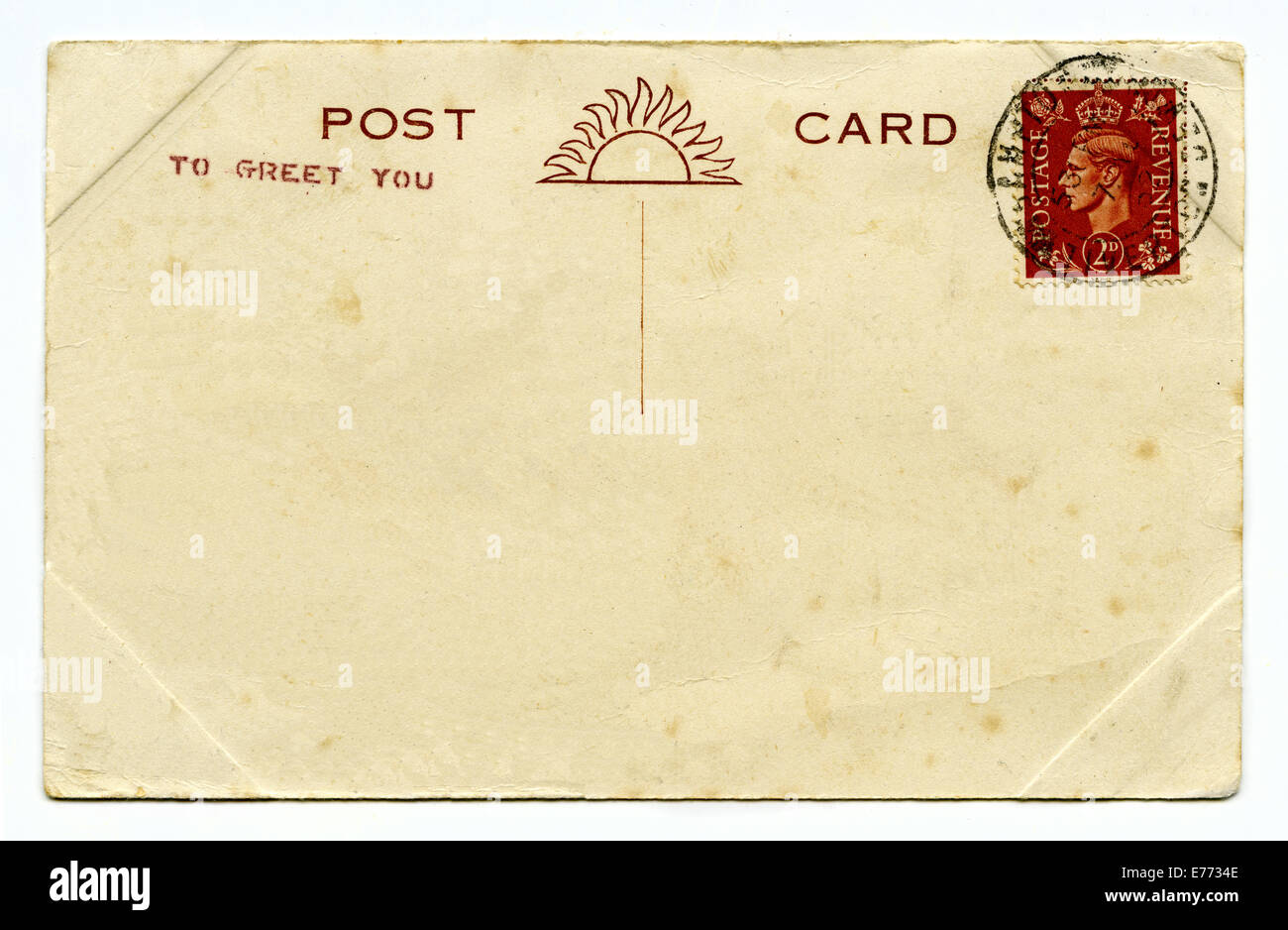 A vintage postcard over a plain white background Stock Photo - Alamy
