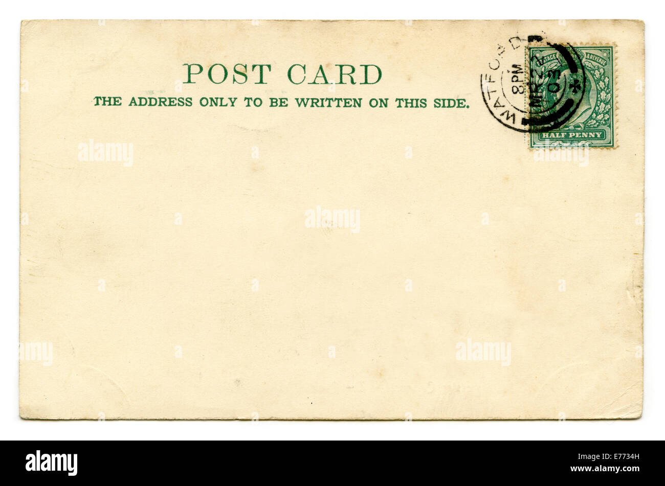 A vintage postcard over a plain white background Stock Photo - Alamy