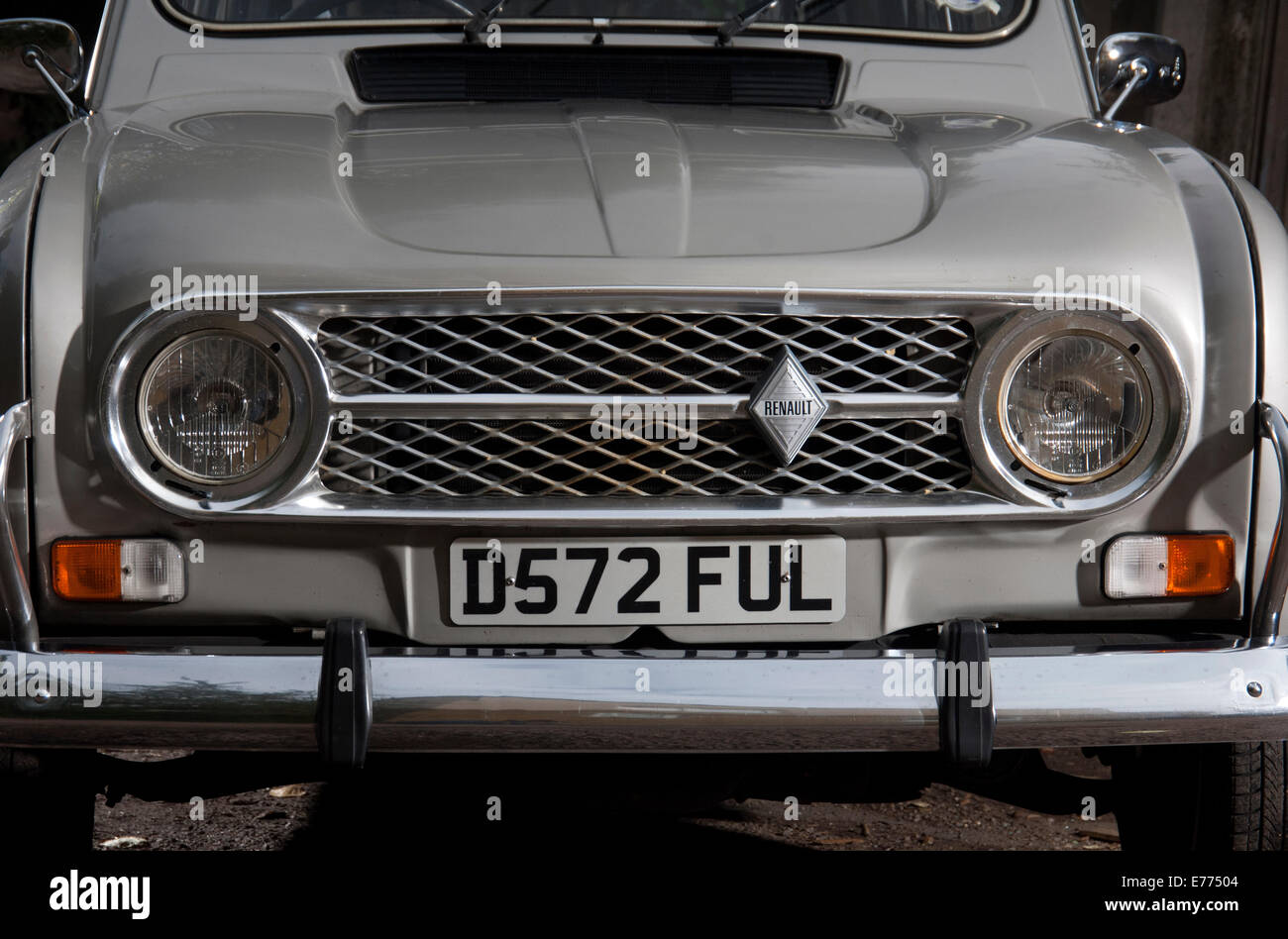 Renault 4 classic French small face car radiator and headlights Stock ...