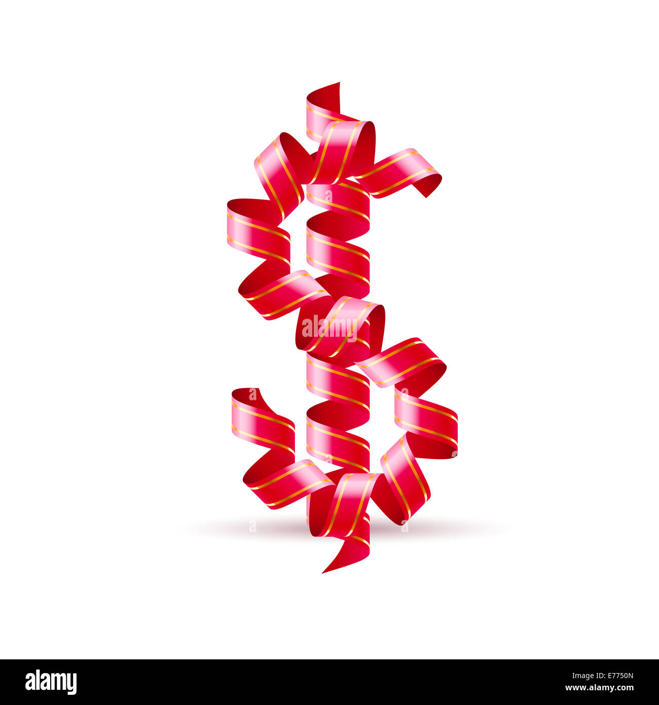 Symbol of dollar is made of red curly ribbons Stock Photo - Alamy