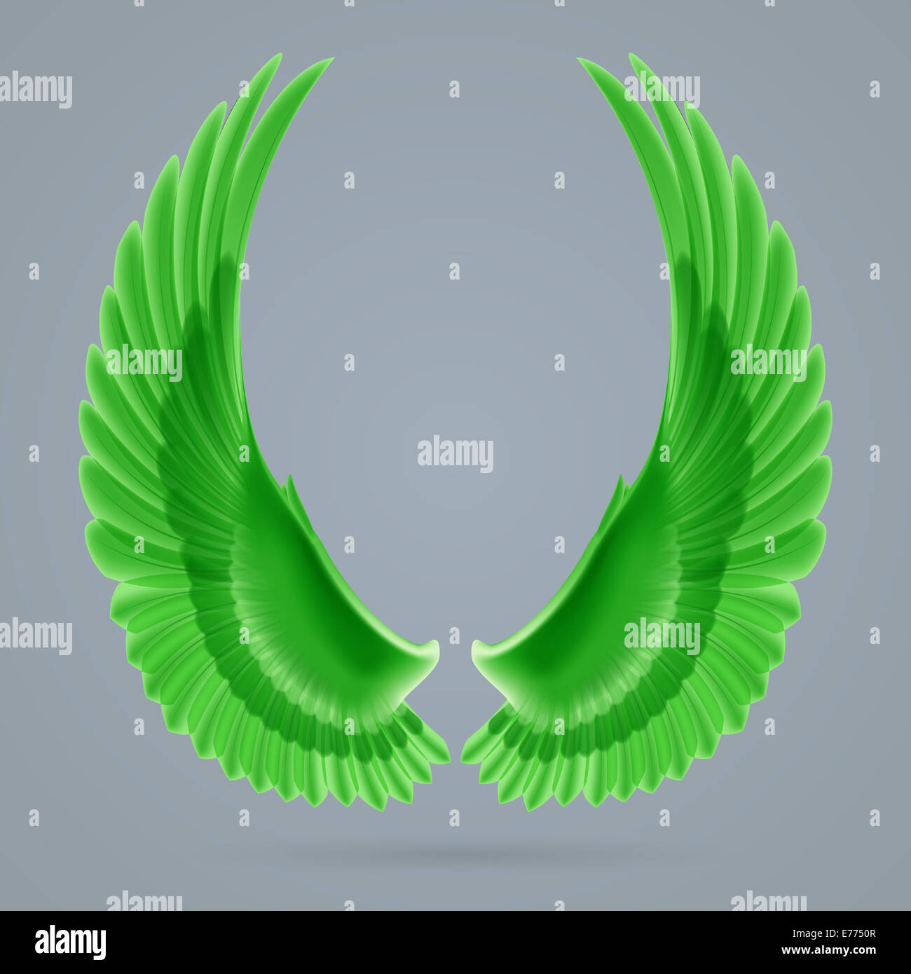 Inspiring green wings drawn separately on a gray background Stock Photo ...