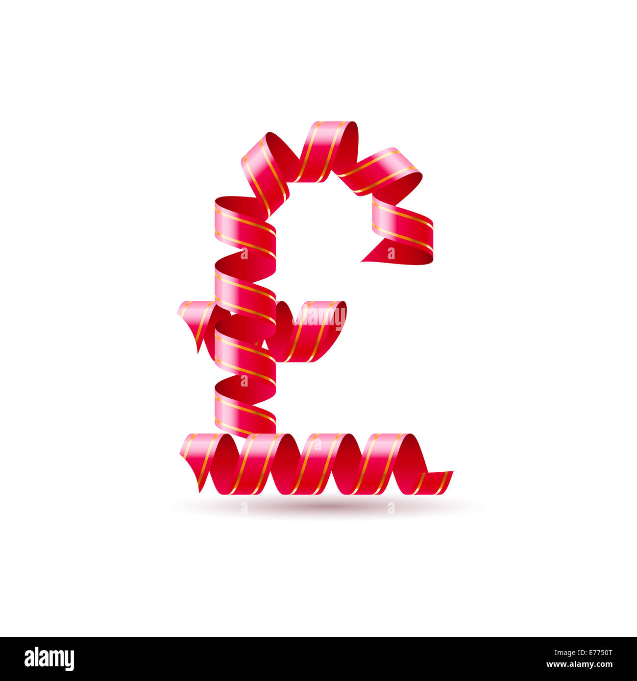 Symbol of pound is made of red curly ribbons Stock Photo - Alamy