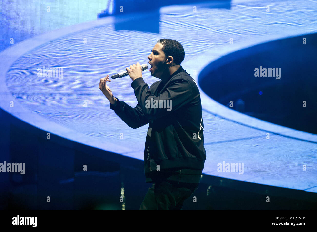 Drake performing live on stage at his 'Would You Like A Tour?' held at ...