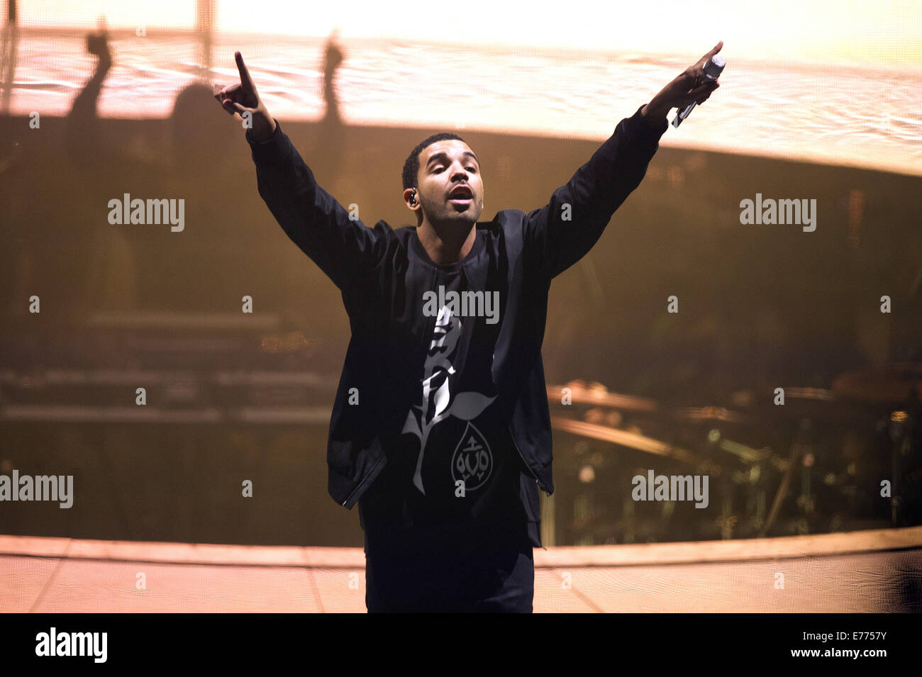 Drake performing live on stage at his 'Would You Like A Tour?' held at ...