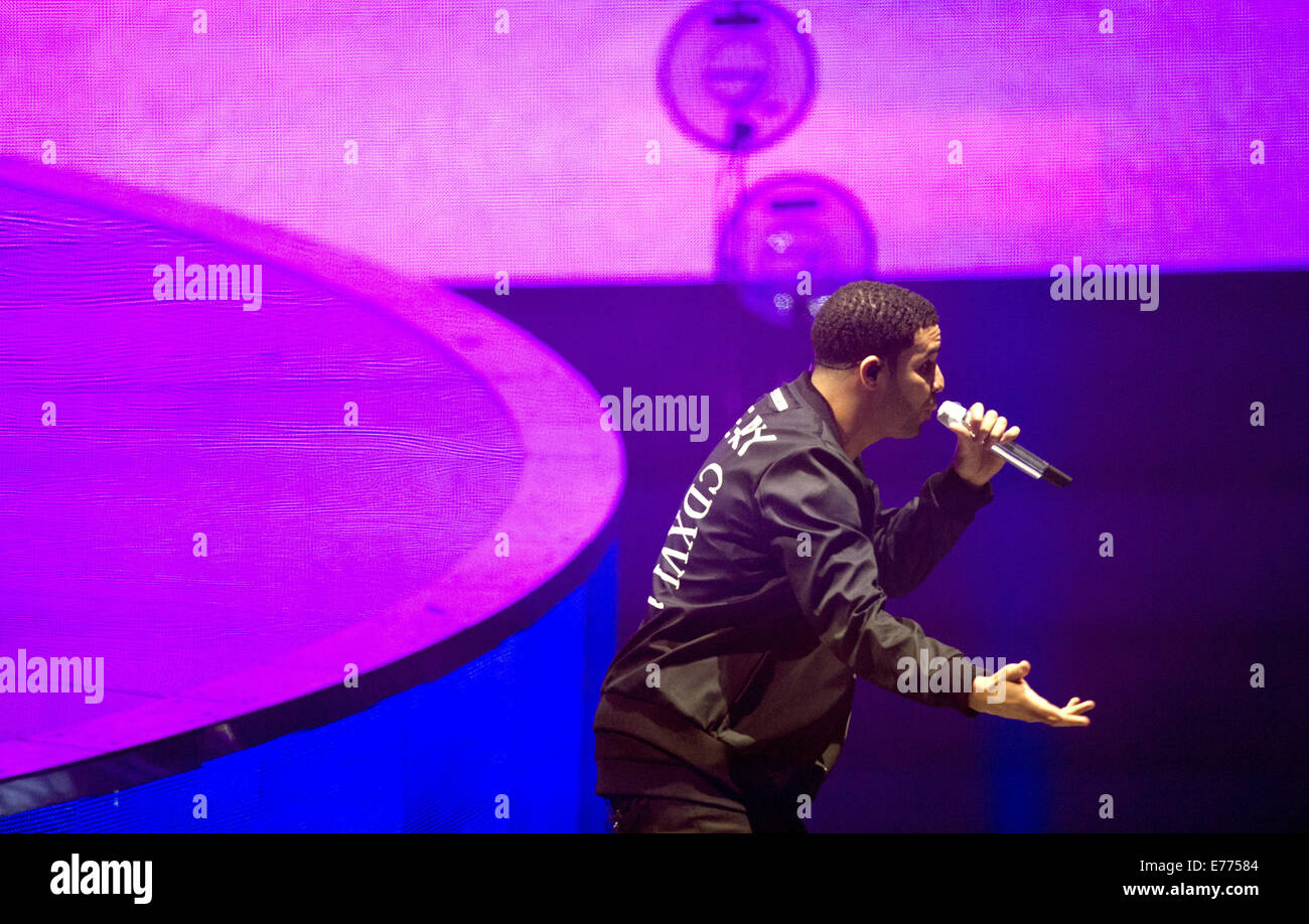 Drake performing live on stage at his 'Would You Like A Tour?' held at ...