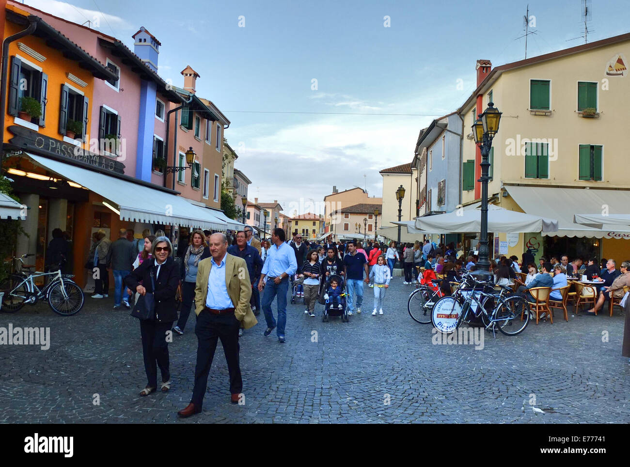 Caorle, Veneto, Italy . May 2014, People walks at the down town ...