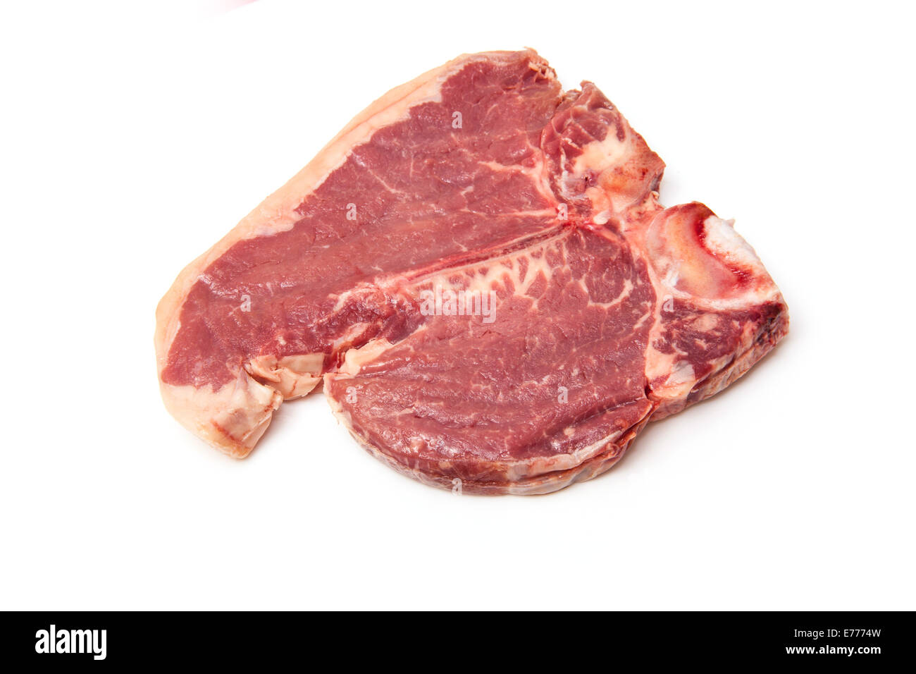 Uncooked T-bone beef steak isolated on a white studio background Stock ...