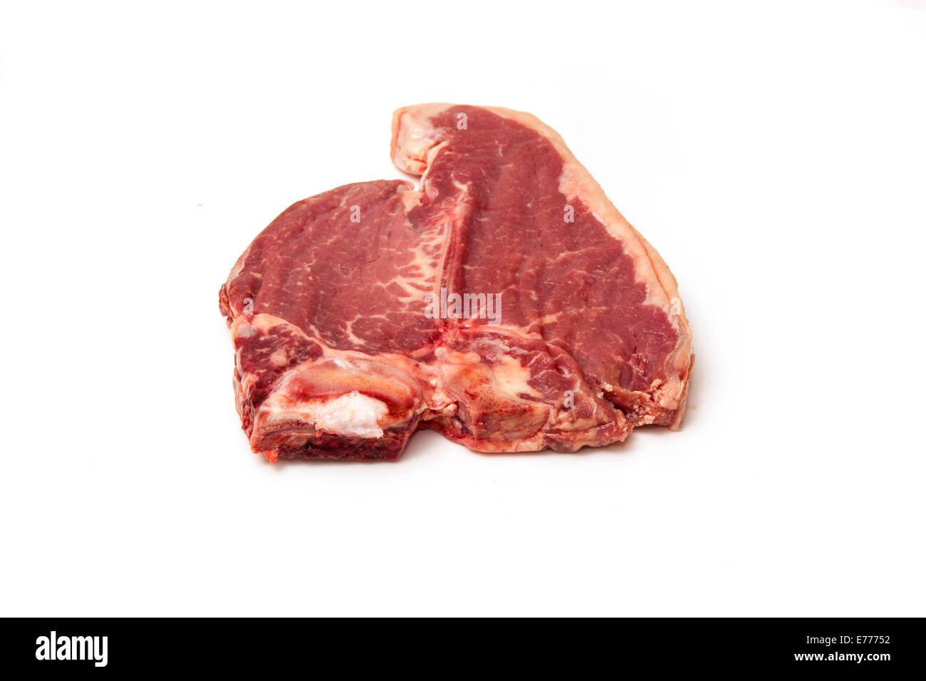 Uncooked T-bone beef steak isolated on a white studio background Stock ...