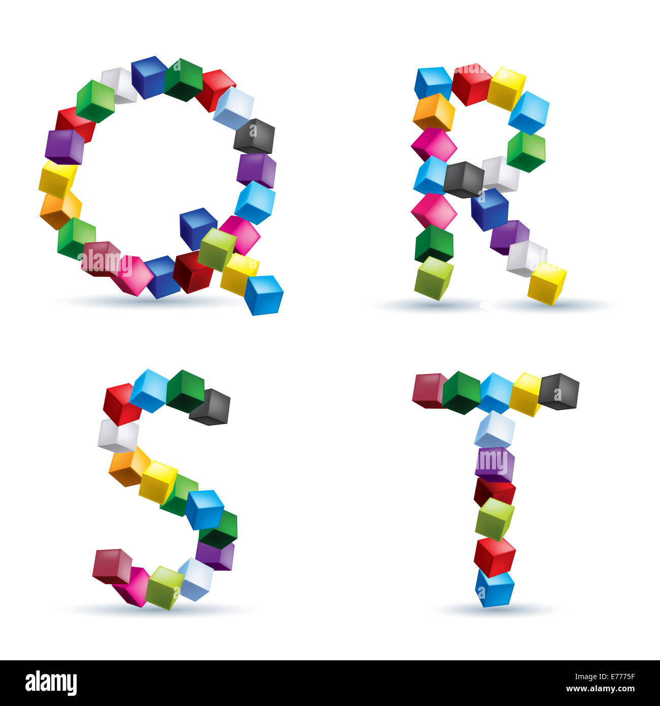 Letters Q, R, S and T made of colored blocks Stock Photo - Alamy