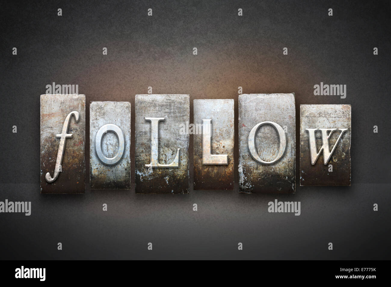 The word FOLLOW written in vintage letterpress type Stock Photo - Alamy