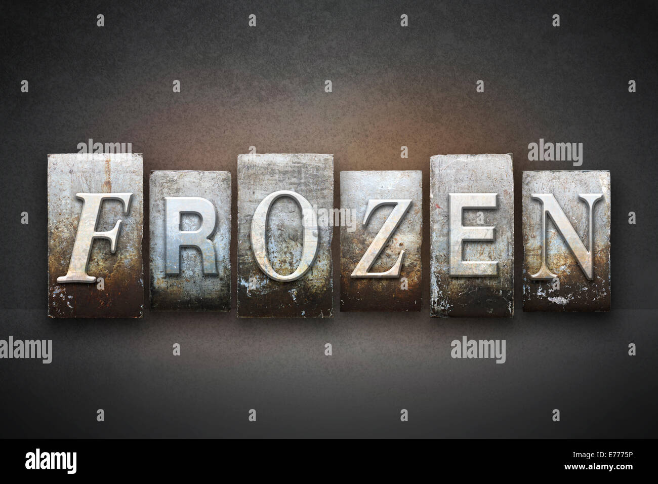 The word FROZEN written in vintage letterpress type Stock Photo - Alamy