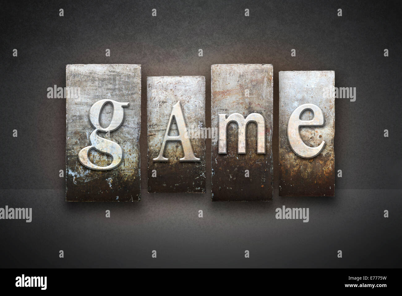 The word GAME written in vintage letterpress type Stock Photo - Alamy